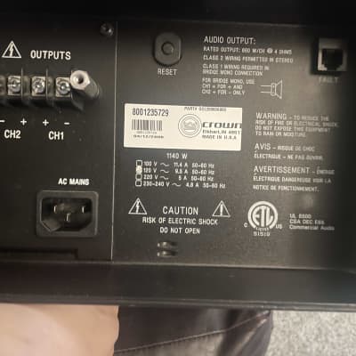 Crown CL2 Power amplifier 660 Watts into 4 ohms | Reverb