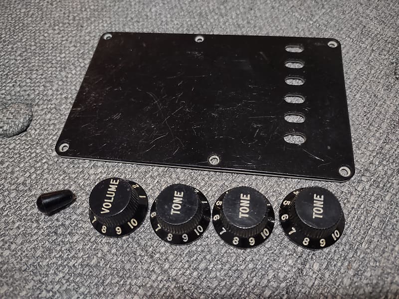 1977 Fender Stratocaster plastic set B/W/B Tremolo Cover, | Reverb