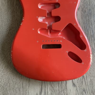 MJT VTS Stratocaster Body - NITRO Alder Fiesta Red Strat | Reverb