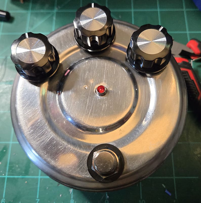 Handmade "Bossy Boston Saucer Fuzz" in stainless enclosure | Reverb