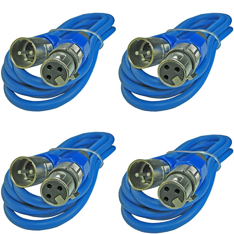 4 Pack Lot 3-Pin Xlr Extension Microphone Mic Cable Male To | Reverb