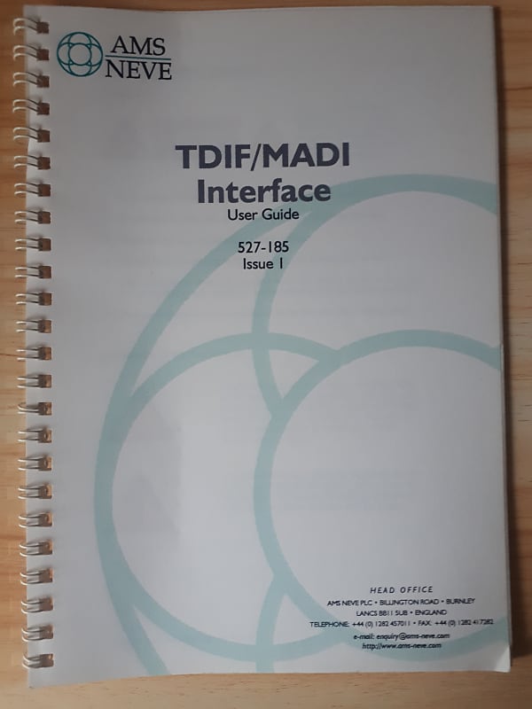 User Guide for AMS Neve TDIF/MADI Interface 1996 | Reverb