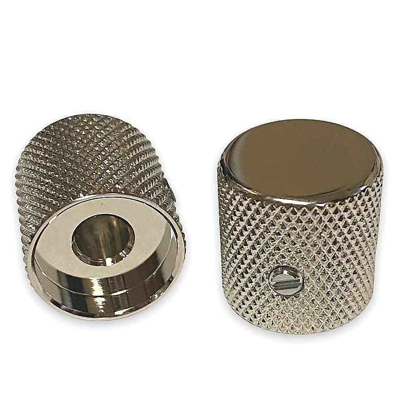 Metal Flat-Top Barrel Knurled Knobs - Nickel - 2 Pack - | Reverb