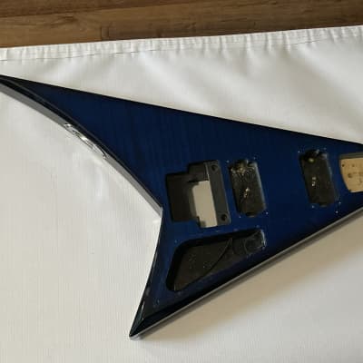 2002 MIJ Jackson RR3 RR Rhoads V Blue Flame Guitar Body Floyd | Reverb