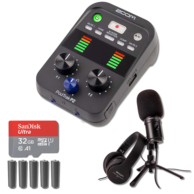 Zoom PodTrak P2 USB Mic Recorder with ZUM-2 USB Podcast | Reverb