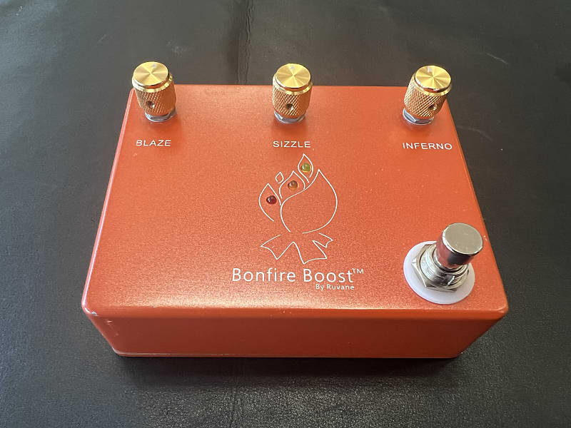 Ruvane Bonfire Boost pedal- Transparent boost- Orange- Pre | Reverb