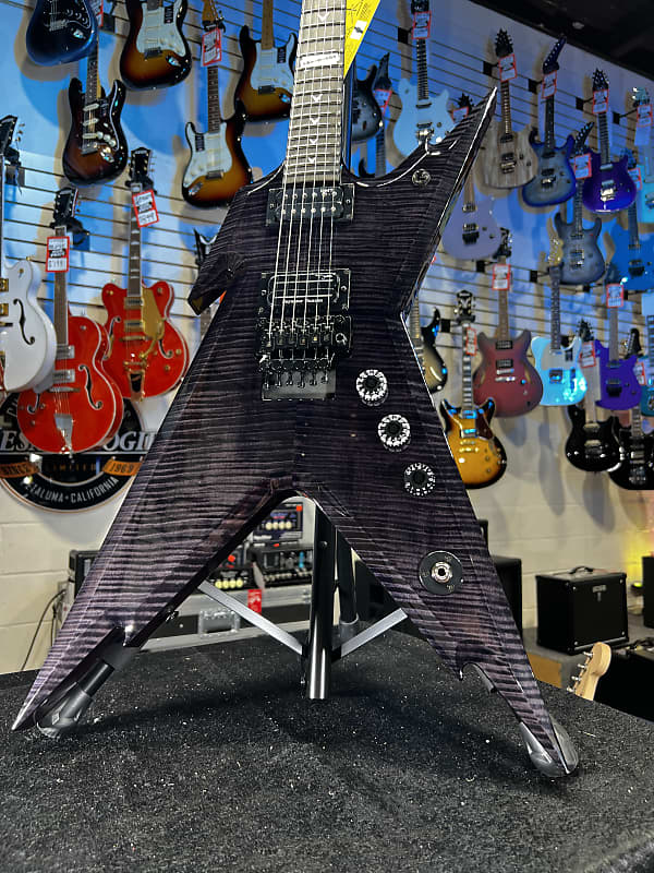 Dean USA Dime Razorback Guitar Flame Maple Trans Black | Reverb