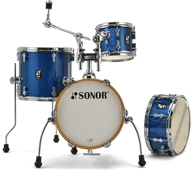 Sonor 4pc AQX Micro Drum Set Blue Ocean Sparkle | Reverb