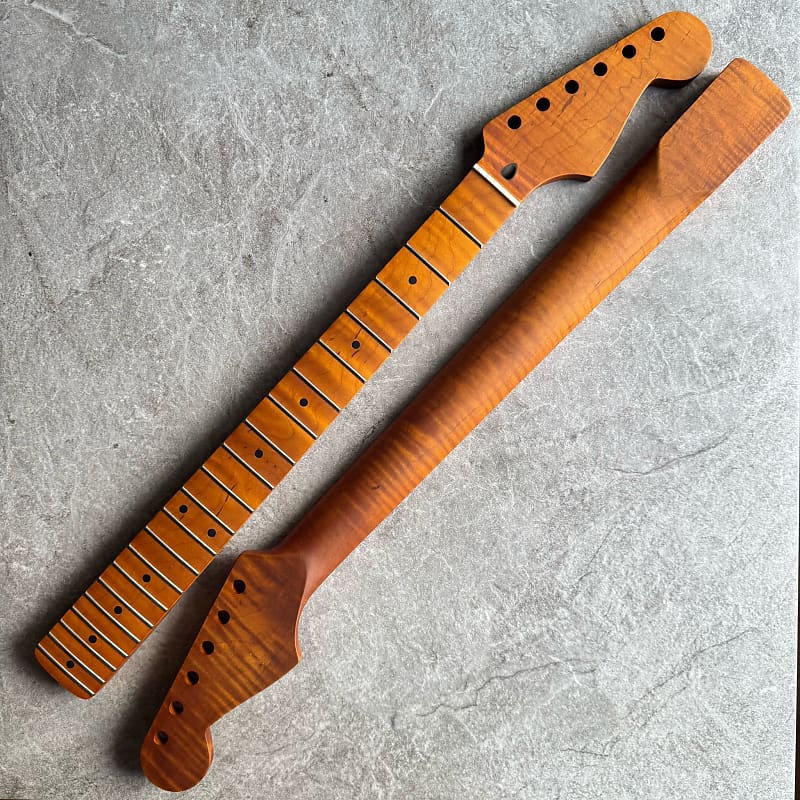 Strat Lion Flame Roasted Maple Fretboard Neck – 21 Fret | Reverb UK