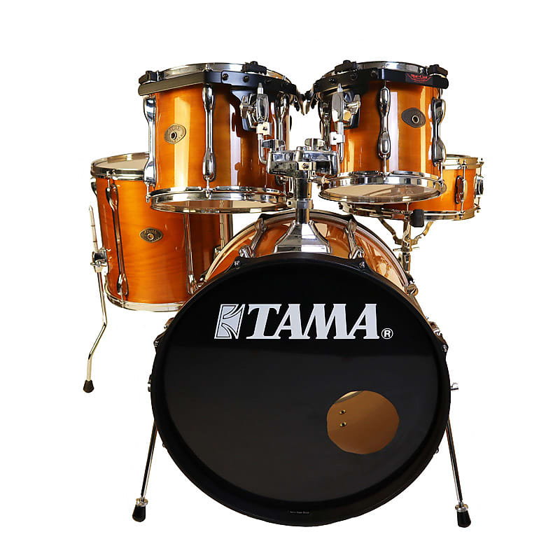 Tama Rockstar Shell Pack in Amber Finish w/ Protection Racket | Reverb