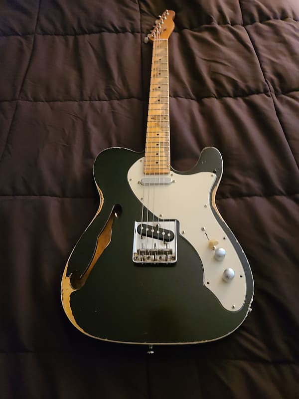 River Relics build Thinline Telecaster Black heavy relic | Reverb