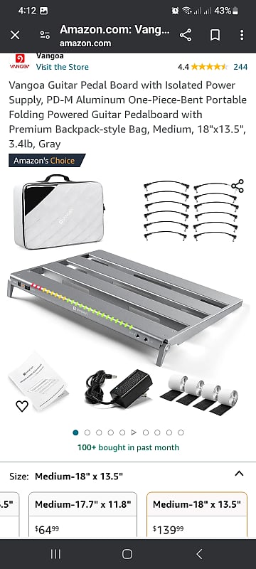 Vangoa Medium Isolated Power PedalBoard Medium 2023 - Silver | Reverb