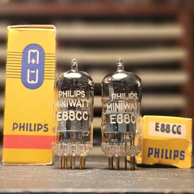 Matched pair Philips Amperex E88CC ECC88 Pinched Waist D | Reverb
