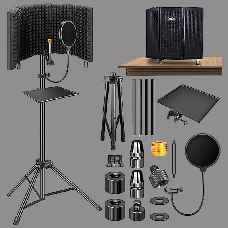 Microphone Isolation Shield with Pop Filter & Tripod Stand, | Reverb