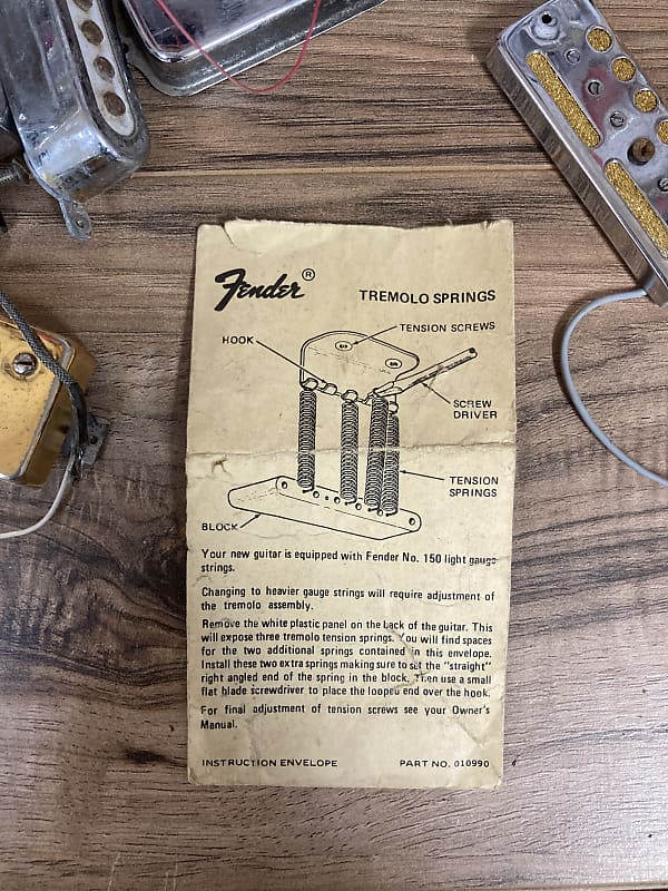 Fender Tremolo Springs Envelope 1960s-1970s | Reverb