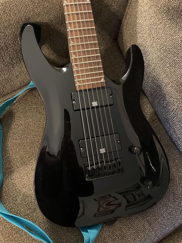 Jackson JS22-7 - Gloss black, Mick Thompson Blackouts Seymour | Reverb