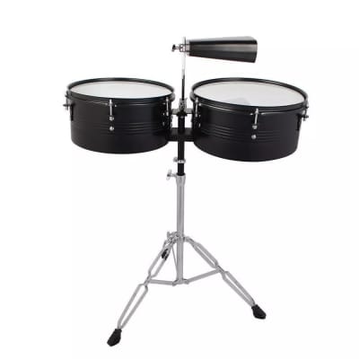 13" 14" Timbales Drum Set Percussion with Stand Cowbell | Reverb
