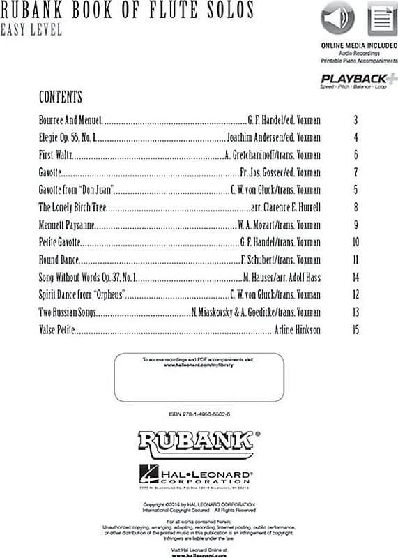 Rubank Book of Flute Solos - Easy Level - (includes online | Reverb