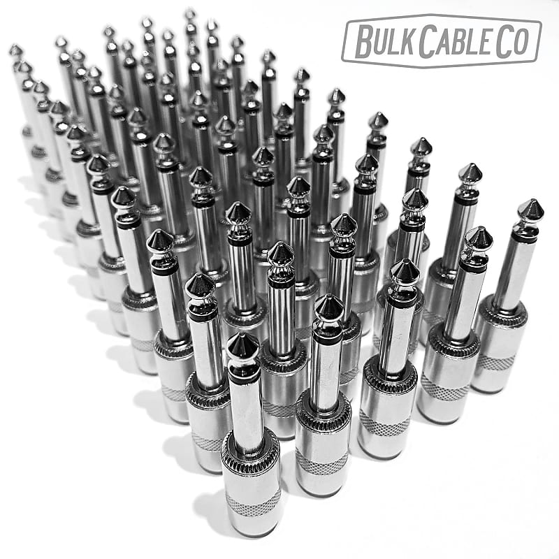 50 Pack - BulkCableCo 1/4" Straight Short Body Connectors - | Reverb