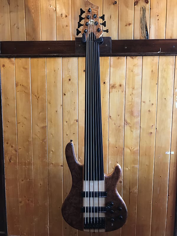 Wolf S9-7 7 String Fretless Bass - Quilted Bubinga w/gig bag | Reverb