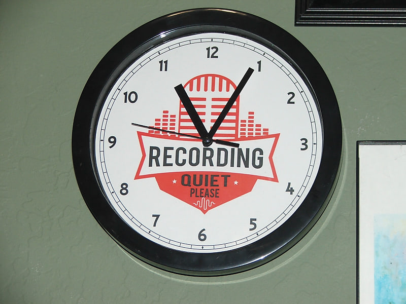 Recording ....Quiet Please.. studio wall clock ..9' | Reverb