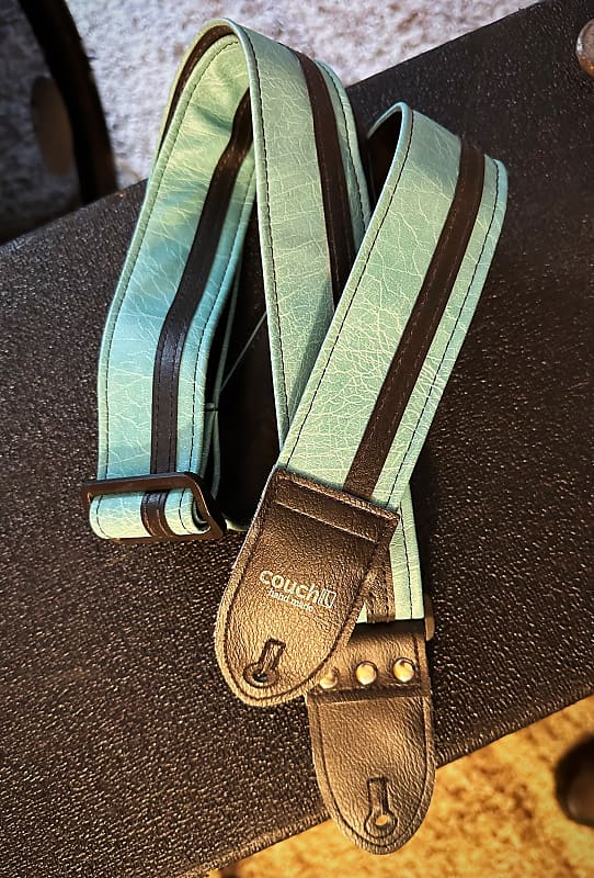 Couch Racer X - Vintage Seafoam and Black Guitar Strap Hand | Reverb
