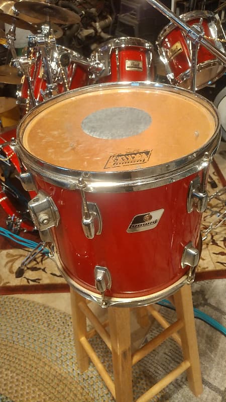 Ludwig Rockers Classic Maple 12x11 Power Tom 1980 Red Cortex | Reverb