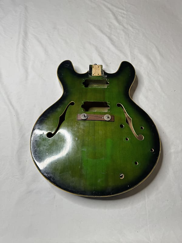 Aria Encore 335 Style Hollow Body 1970s Green Burst | Reverb