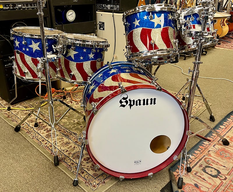 Spaun Custom 2000's American Flag Stars & Stripes Drum Set | Reverb