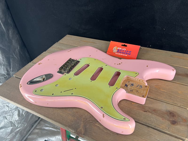 Real Life Relics Strat® Body Aged Shell Pink Nitro 3 lbs 13 | Reverb