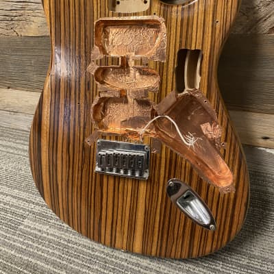 Warmoth Strat Body Zebra Wood and Mahogany | Reverb