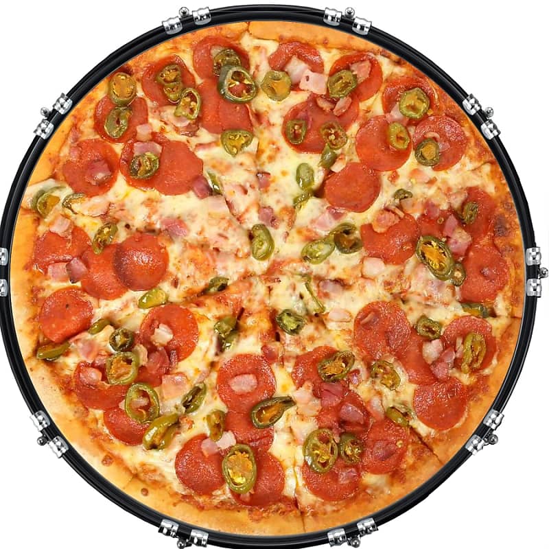 Custom Graphical 22" Kick Bass Drum Head Skin -Pizza 1 | Reverb