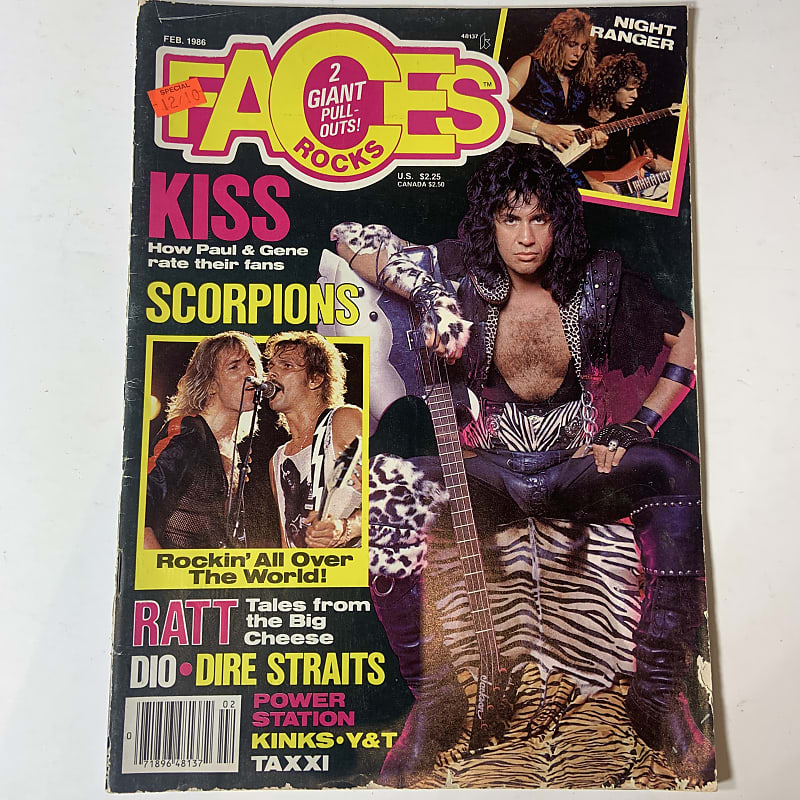 Faces rocks Magazine Kiss scorpions February 1986 | Reverb