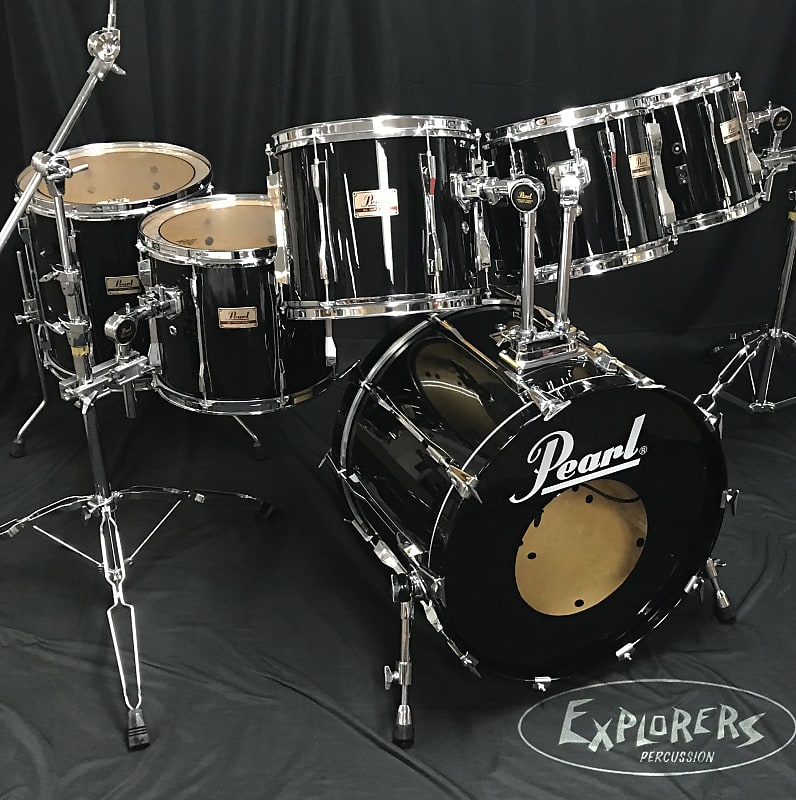 Pearl All Maple Shell Pack 1987 Piano Black 10-12-13-14-16-22 | Reverb