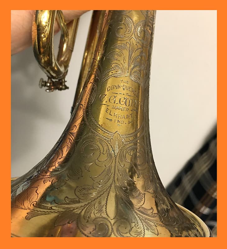 RARE STENBERG DELUXE ENGRAVED ORIGINAL 24K GOLD PLATED CONN | Reverb