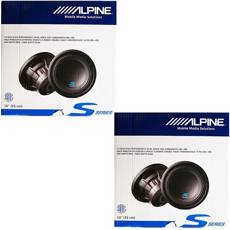 2 Alpine Type-S S-W12D4 -1800W Peak 12" Type-S Series Dual | Reverb
