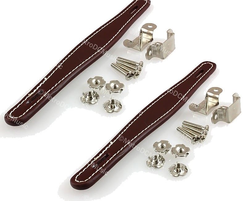 2-Pack Brown Vintage Flat Leather Amplifier Handle for Fender | Reverb