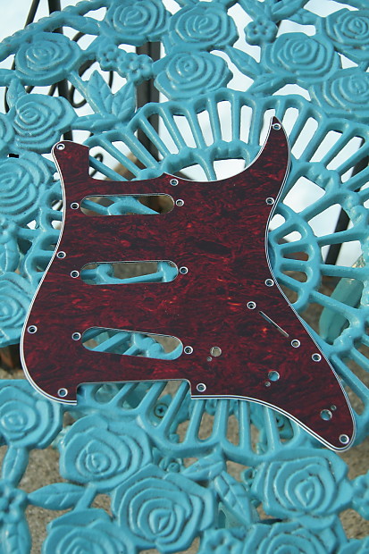 Fender ? Stratocaster Dark Red Tortoise Shell Pickguard | Reverb