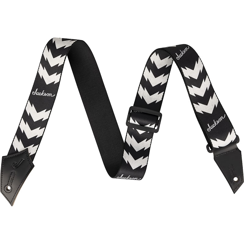 Jackson Double V Pattern Guitar Strap with Leather Ends, | Reverb