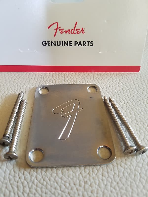 Genuine Fender Stratocaster Telecaster F logo Neck Plate Aged | Reverb