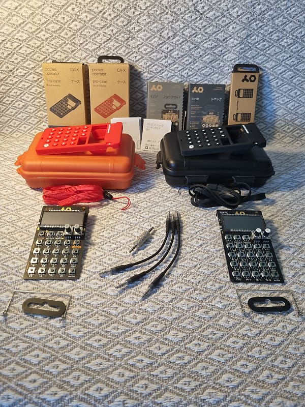 Pocket Operator set, PO-33 + PO-32 plus cases and cables | Reverb UK