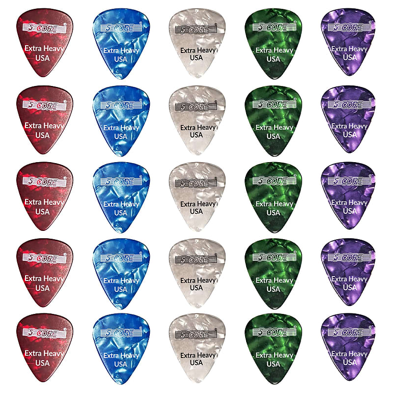 5 Core Guitar Picks 20 Piece 1.2mm Celluloid Extra Heavy | Reverb