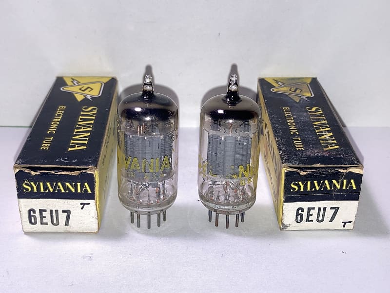 1960's Sylvania 6EU7 Tubes, Matched Pair, NOS/NIB, Tested | Reverb