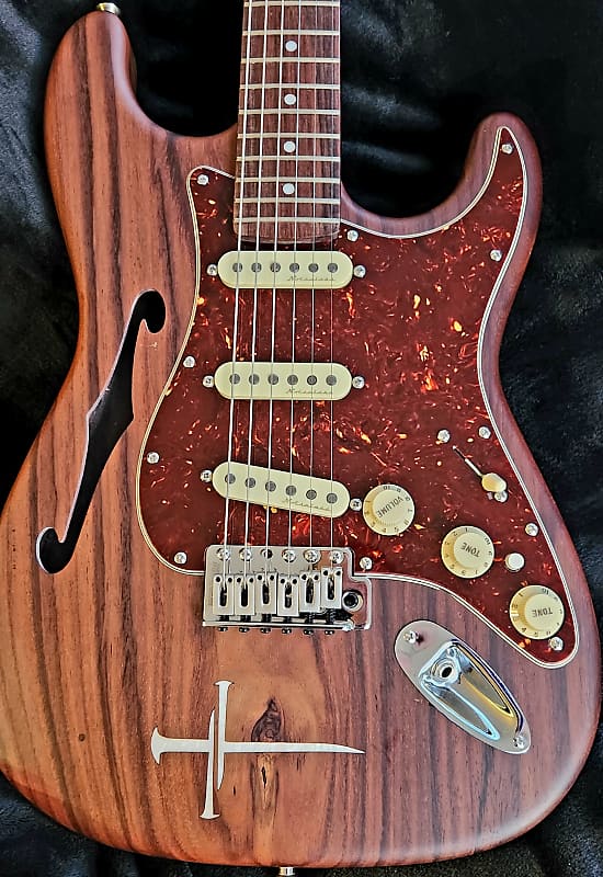 SJ Custom Guitars Thinline Stratocaster, Rosewood body, koa | Reverb