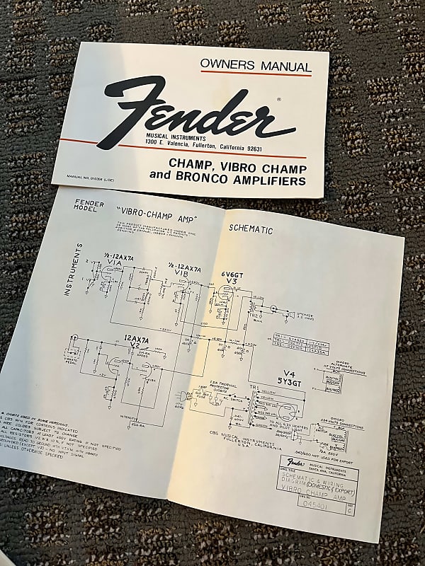 Fender Vibro Champ Manual and Schematic 1978 | Reverb