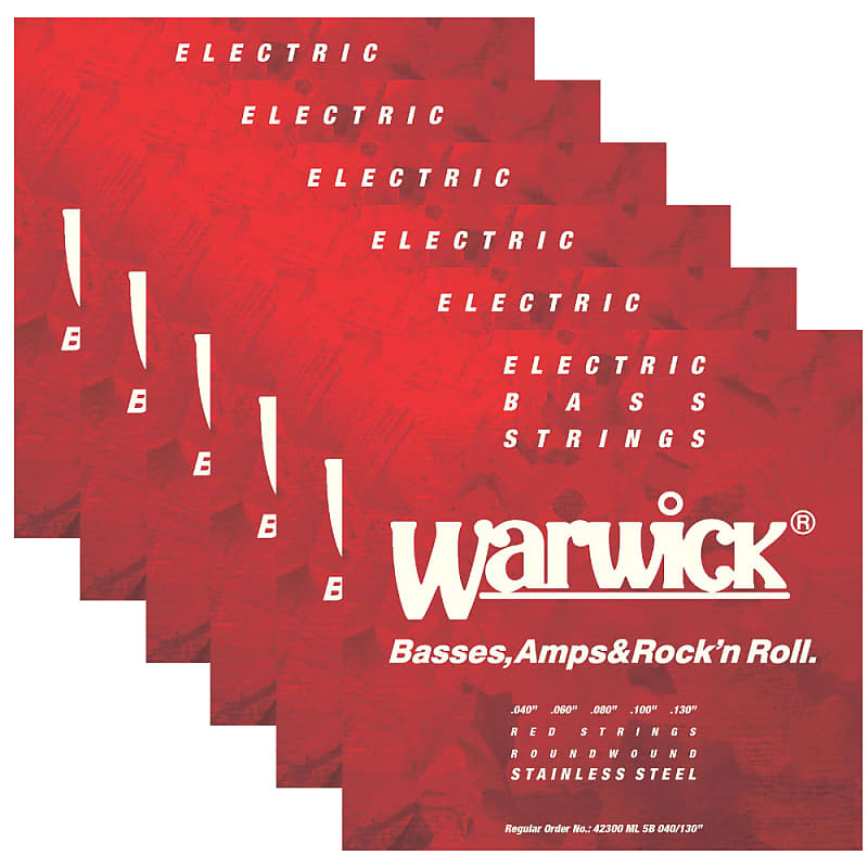 6-Pack of Warwick Red Label 5-String Bass String Set, | Reverb