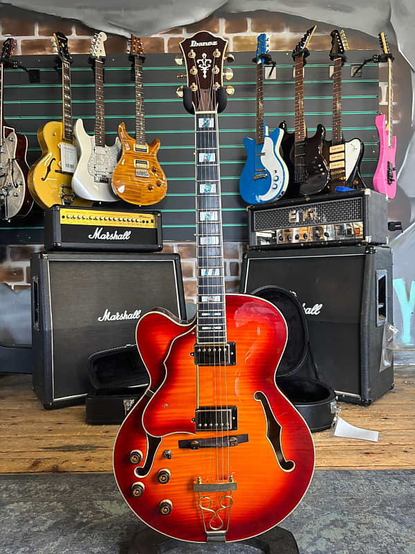 Ibanez AF155 Aged Whiskey Burst Left-Handed Electric Guitar | Reverb