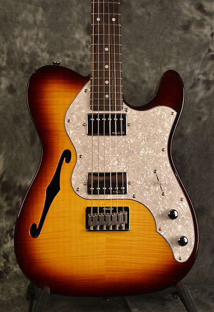 Vintage V72 HFTB Tobacco Sunburst Semi Hollow Tele w Dual | Reverb