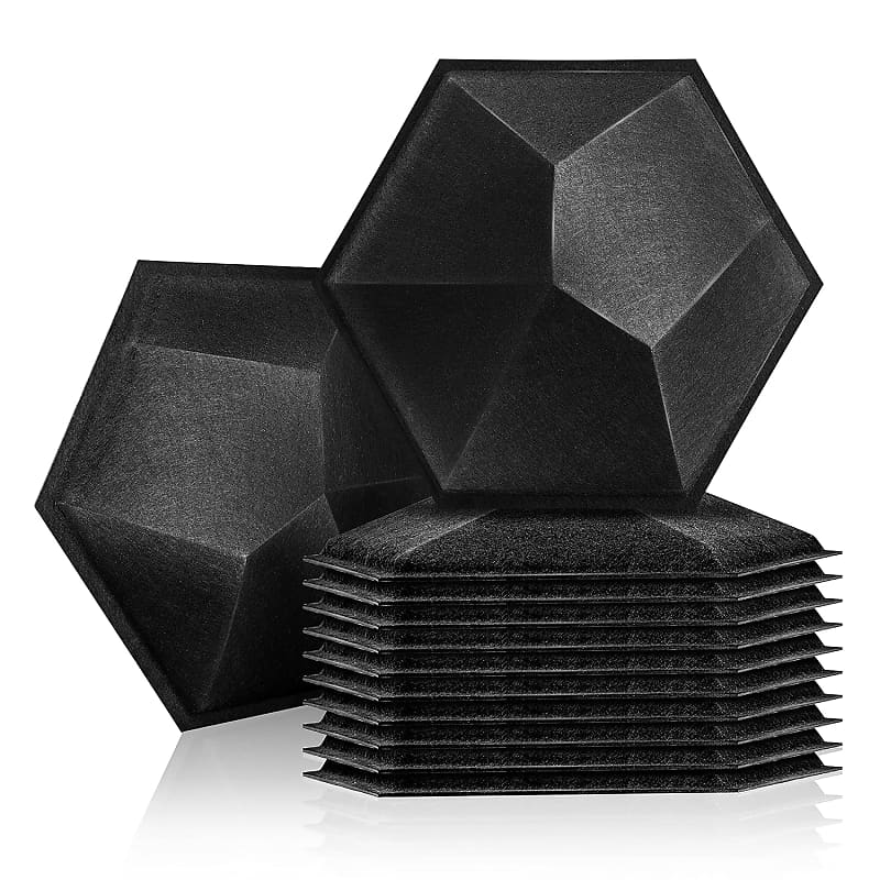12 Pack 3D Hexagon Acoustic Panels 14" X 12" X 0.2" High | Reverb