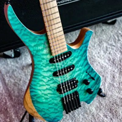 Agile 6 String Baritone Headless Electric Guitar Stainless | Reverb